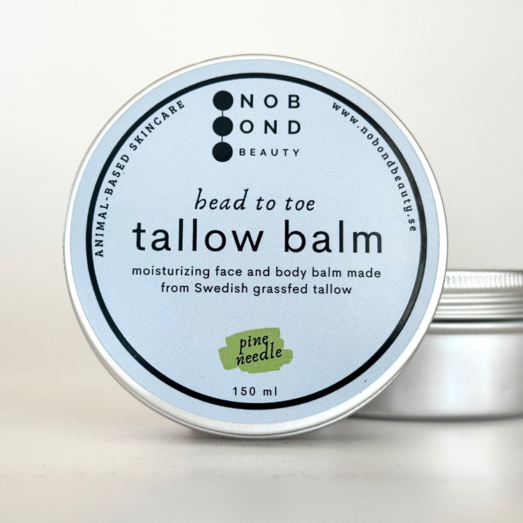 Talg med tallbarr – naturlig helkroppsbalsam för torr hud | No Bond Beauty
